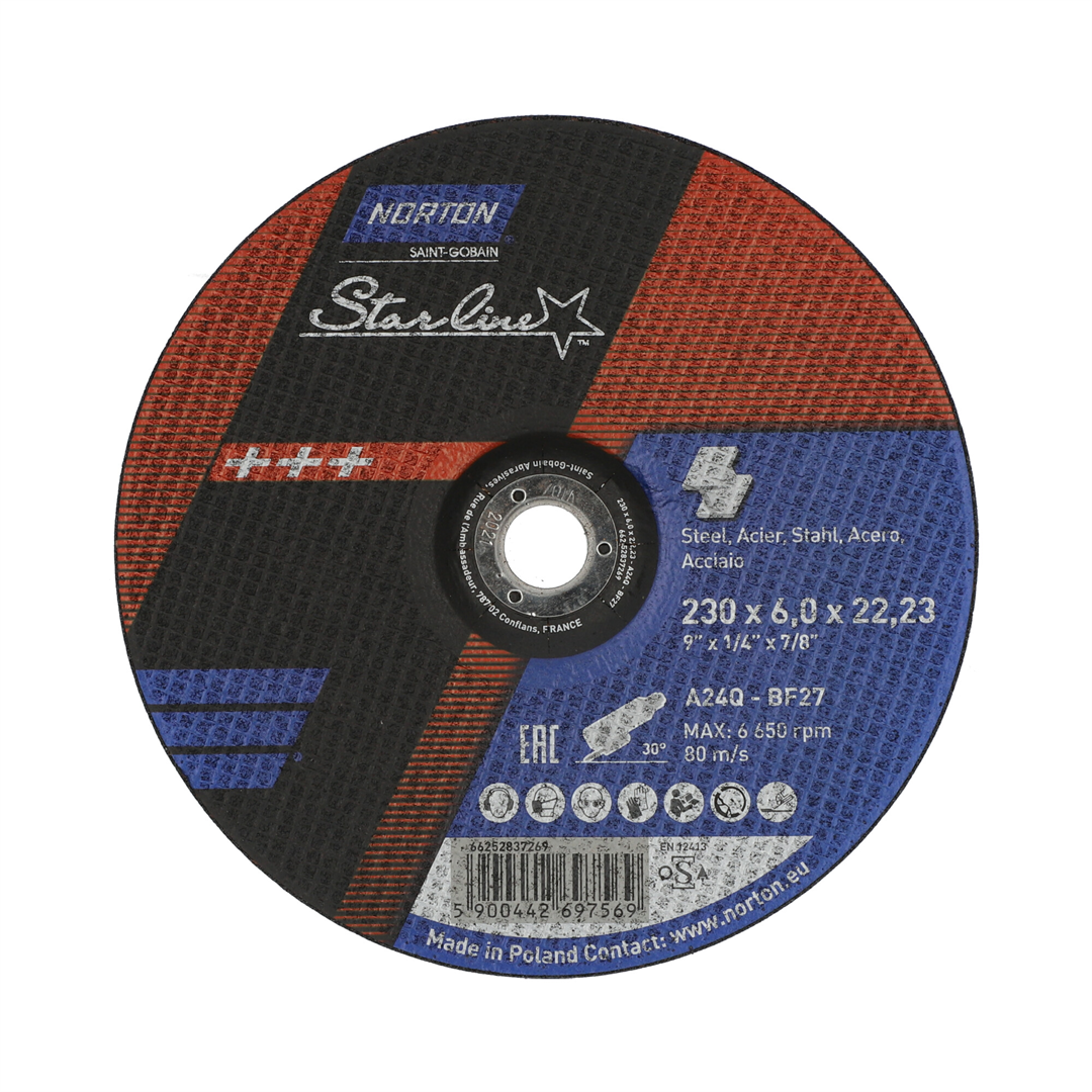 Slijpschijf voor metaal 230x22,23mm Norton STARLINE METAL | rotopino.nl